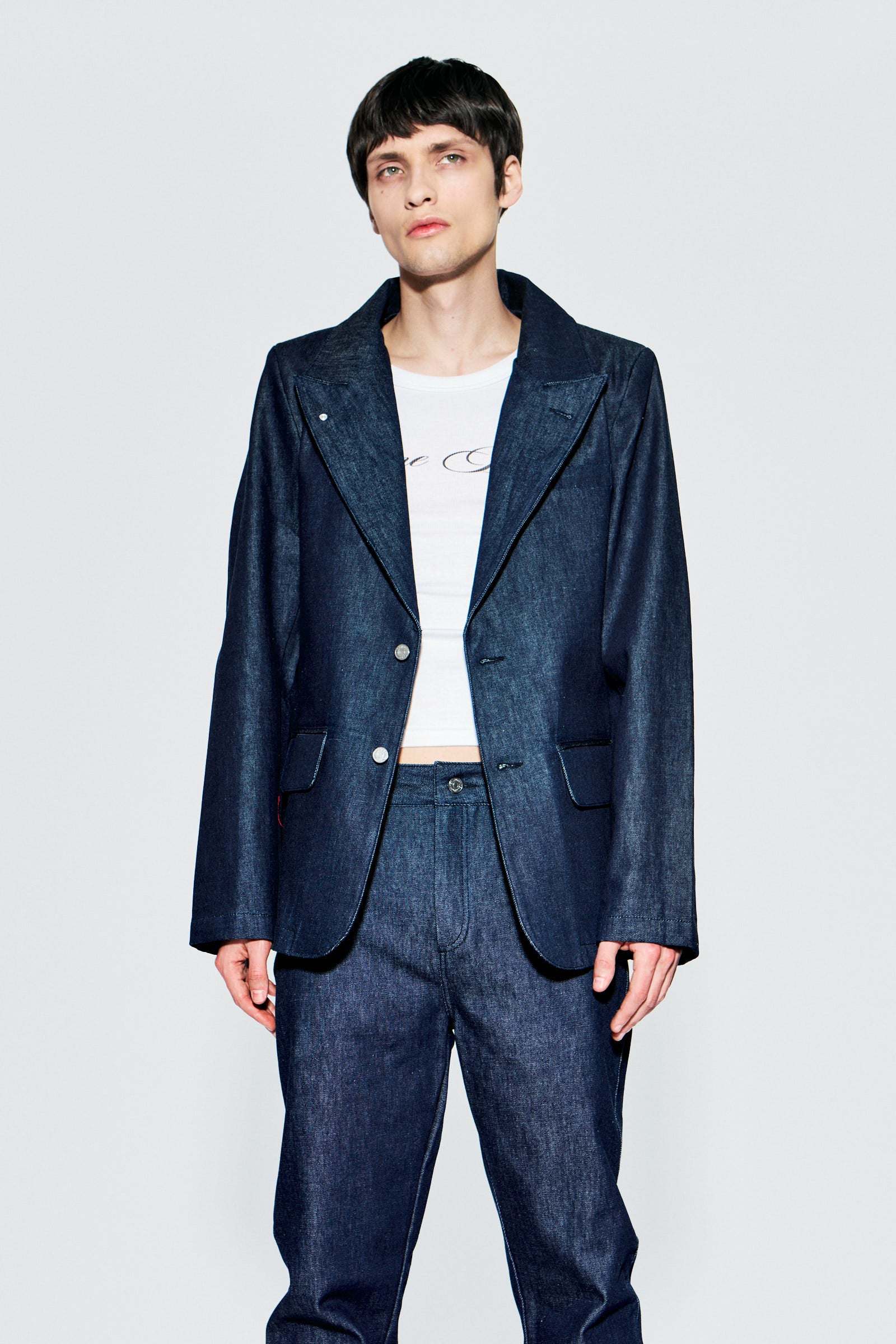 Raw Denim Blazer – Relaxed Fit in Sustainable Italian Fabric – Deadwood Studios